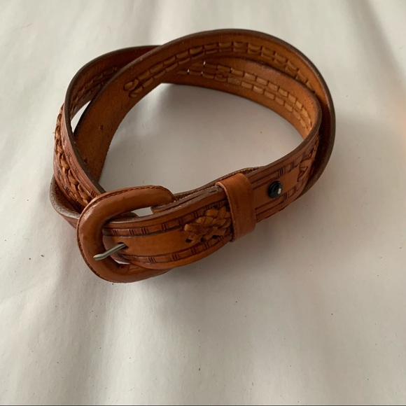 Vintage | Accessories | Vintage Leather Woven And Tooled Belt Made In ...